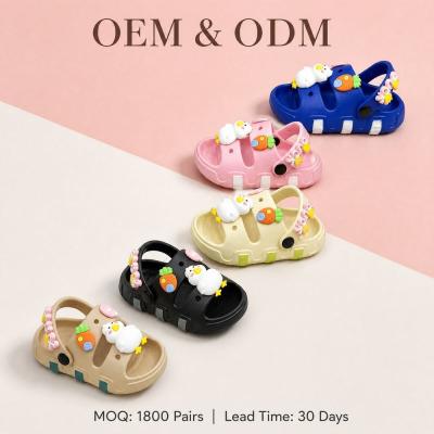 China EVA Kids Clogs with 3D Cartoon Duck Design, Non-slip Soft Sole Two-way Wear Toddler Garden Shoes for sale
