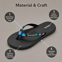 China Daisy Print Wedge Flip Flops with Printed Strap Lettering | Source Factory Supply for sale
