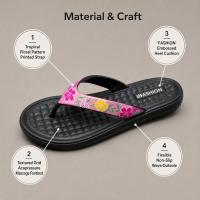 China Hibiscus Print Wide Strap Flip Flops with Grid Textured Footbed | Source Factory Supply for sale