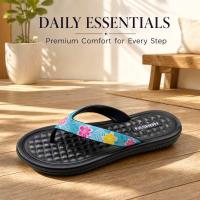 China Hibiscus Print Wide Strap Flip Flops with Grid Textured Footbed | Source Factory Supply for sale