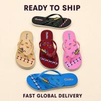 China Family Matching Flip Flops with Printed Footbed and Clear Strap | Source Factory Supply for sale
