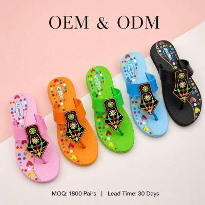 China Embroidery Patch Family Flip Flops with Heart Print Footbed | Source Factory Supply for sale
