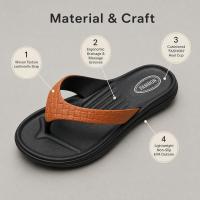 China Croc Embossed Strap Flip Flops with Oval Footbed Badge | Source Factory Supply for sale