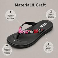 China Honeycomb Outsole Flip Flops with Flower Print Strap | Source Factory Supply for sale
