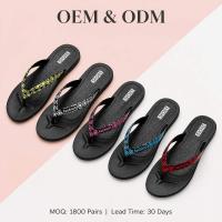 China Chevron Footbed Flip Flops with Circle Print Strap | Source Factory Supply for sale