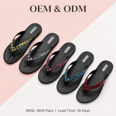 China Chevron Footbed Flip Flops with Circle Print Strap | Source Factory Supply for sale