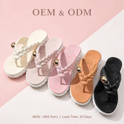 China Maze Footbed Flip Flops with Plaited Strap and Gold Ball | Source Factory Supply for sale