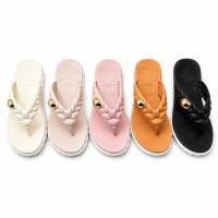 China Maze Footbed Flip Flops with Plaited Strap and Gold Ball | Source Factory Supply for sale
