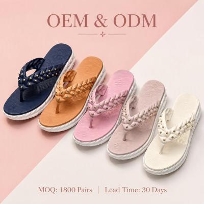 China Crystal Strap Flip Flops with Scalloped Sole | Source Factory Supply for sale