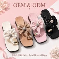 China Satin Bow Flip Flops with Gold Toe Post | Source Factory Supply for sale