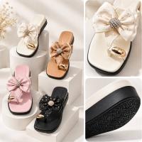 China Satin Bow Flip Flops with Gold Toe Post | Source Factory Supply for sale