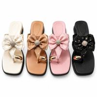 China Satin Bow Flip Flops with Gold Toe Post | Source Factory Supply for sale