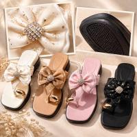 China Satin Bow Flip Flops with Gold Toe Post | Source Factory Supply for sale
