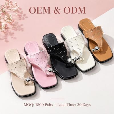 China Metal Stud Flip Flops with Double Ball Ornament | Source Factory Supply for sale