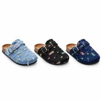 China Denim Mules Women PVC Frayed Patch for sale
