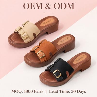 China Wedge Sole Slides with Two Buckle Band | Source Factory Supply for sale