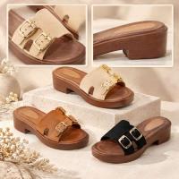 China Wedge Sole Slides with Two Buckle Band | Source Factory Supply for sale