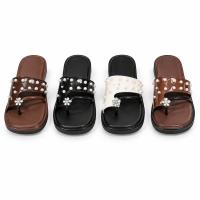 China Wide Band Thong Sandals with Pearl Studs | Source Factory Supply for sale