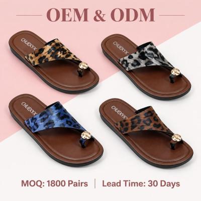 China Animal Print Flip Flops with Jewelled Toe Button | Source Factory Supply for sale