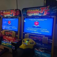 China Plastic Moto Racing Game Machine 2200*2500*2500mm Cool Coin Operated Driving Simulator for sale