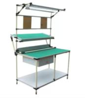 China A workbench composed of PE pipes, black metal joints and wooden boards for sale