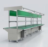 China Heavy Duty Industrial Belt Conveyor Line with Double-sided Workbench for Electronics Assembly and Packaging for sale