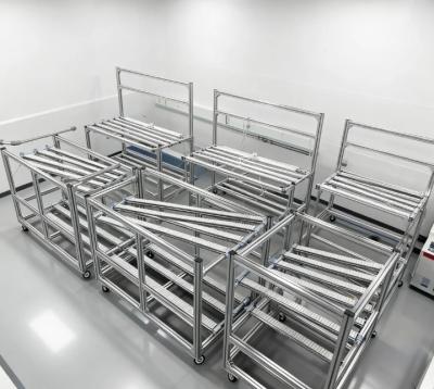 China Powder Coated Finish Roller Conveyor Rack Shelf Featuring 50mm Roller Spacing Suitable for Heavy Load Industrial Storage for sale