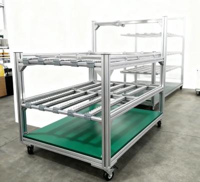 China Three-layer Hierarchical Turnover Storage Rack With 520kg Maximum Load Capacity And 4040 Anodized Industrial Aluminum Profiles for sale