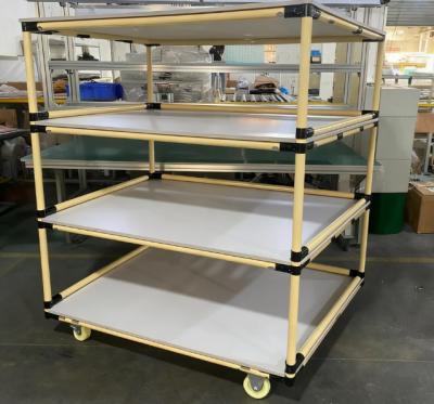 China Lightweight Lean Pipe Four-Layer Turnaround Cart | Specialized Model For Transporting Small-Batch Samples In R&D Laboratory for sale