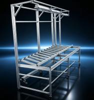 China Industrial Aluminum Profile Gravity Flow Rack with Gas Spring Tilting and Mobile Casters for Line-Side Storage for sale