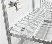 China Industrial Aluminum Profile Gravity Flow Rack with Gas Spring Tilting and Mobile Casters for Line-Side Storage for sale