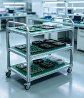 China 2‑Tier Aluminum Profile ESD Anti‑Static Material Trolley For SMT Electronics Workshop for sale