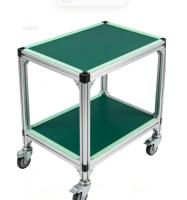 China 2‑Tier Aluminum Profile ESD Anti‑Static Material Trolley For SMT Electronics Workshop for sale