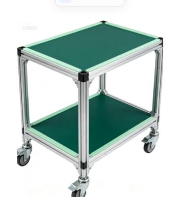 China 2‑Tier Aluminum Profile ESD Anti‑Static Material Trolley For SMT Electronics Workshop for sale