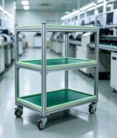 China 2‑Tier Aluminum Profile ESD Anti‑Static Material Trolley For SMT Electronics Workshop for sale