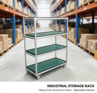 China Aluminum Profile ESD Trolley 3‑Tier Anti‑Static Material Handling Cart For Electronics Workshop for sale