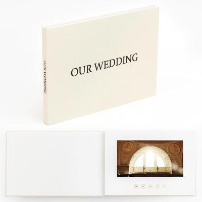 China OUR WEDDING Video Book, Linen Cover with 7 Inch Screen, Plays Videos and Photos, 4GB Memory, Rechargeable, Wedding Gift for Couples for sale
