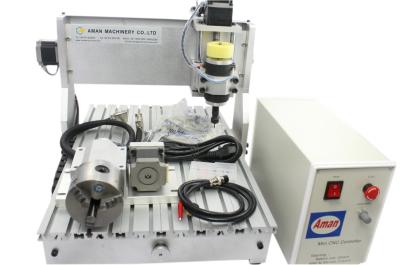 China AMAN 3020 4-Axis CNC Milling Machine 300x200mm Work Area 200W Spindle for Wood and Metal for sale