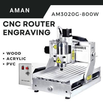 China AMAN 3040 4-Axis CNC Metal Engraving Machine with 1.5KW Spindle and 300×400mm Work Area for sale