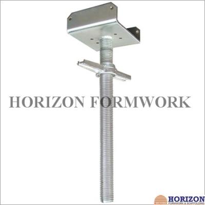 China Tubular Scaffold Screw Jack High Tensile Steel Adjustable Base U-Head 400mm 600mm for sale