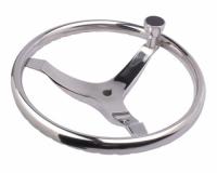 China Stainless Sailboat Steering Wheel 393MM Diameter 3 Spokes With Nut And Knob for sale