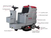China Electric Sweeper Scrubber Red And Grey Multi Functional Ride On Floor Scrubber Machine for sale