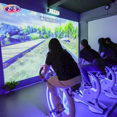 China Multiplayer Racing Dynamic Cycling System with 4-Player Competition and 4000-Lumen Projection for sale