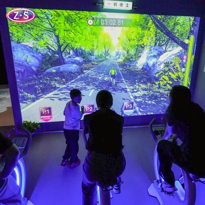 China Immersive Dynamic Cycling System with 4000-Lumen Projection and 4-Player Racing for Commercial Fitness for sale