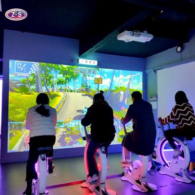 China Indoor AR Bike Race Competition System 1-4 Riders Gym Cycling Projection for sale