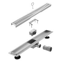 China Hotel 70*400-70*1000mm Polished SS304 Linear Floor Drain with Side Outlet Customized for sale