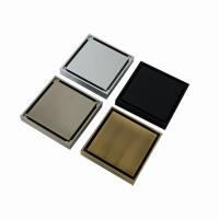 China Hotel Washroom Shower Strainer Brushed Brass Floor Drain with Square Tile Insert for sale