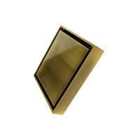 China Hotel Washroom Shower Strainer Brushed Brass Floor Drain with Square Tile Insert for sale