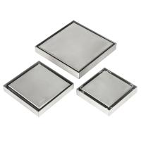 China Modern Design Brass Insert Grate Cover 100*100mm SS304 Square Floor Drain for Hotels for sale