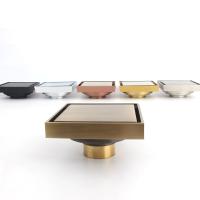 China Brass Anti Odor Square Floor Drain with Tile Insert Grate Cover Strainer in CHROME PLATE for sale